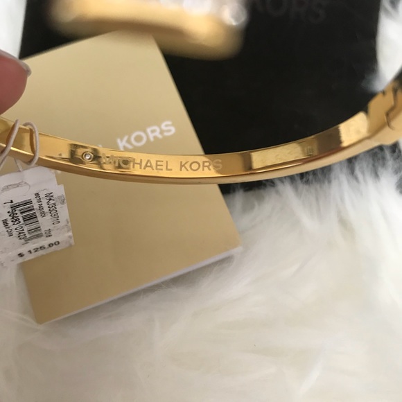 Michael Kors | Jewelry | Michael Kors Gold Tone Pave Padlock Bangle | Poshmark